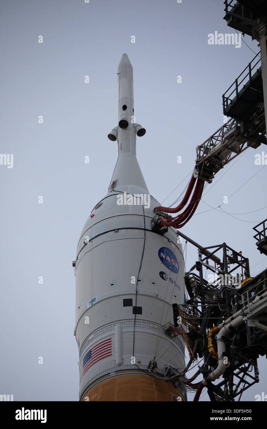 Stock photo is of NASA behemoth uncrewed Artemis 1 rocket & MLP from ...