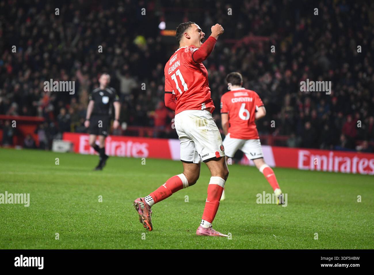 London, England. 10th Jan 2026. MIles Leaburn celebrates after scoring ...