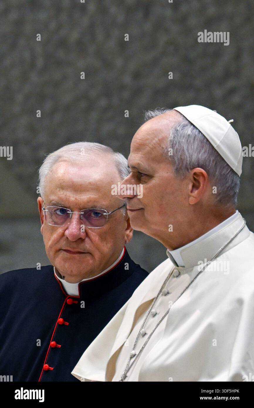 **NO LIBRI** Italy, Rome, Vatican, 2026/1/ 10 Pope Leo XIV (R) flanked ...