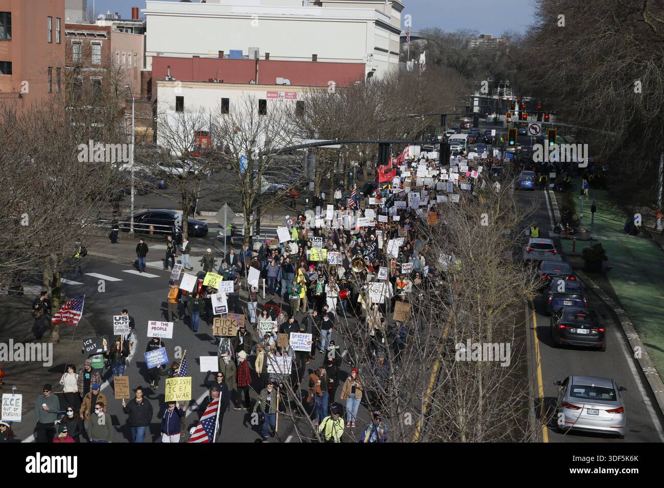 PORTLAND, OREGON – JANUARY 10: Protesters gather for an "ICE Out For ...