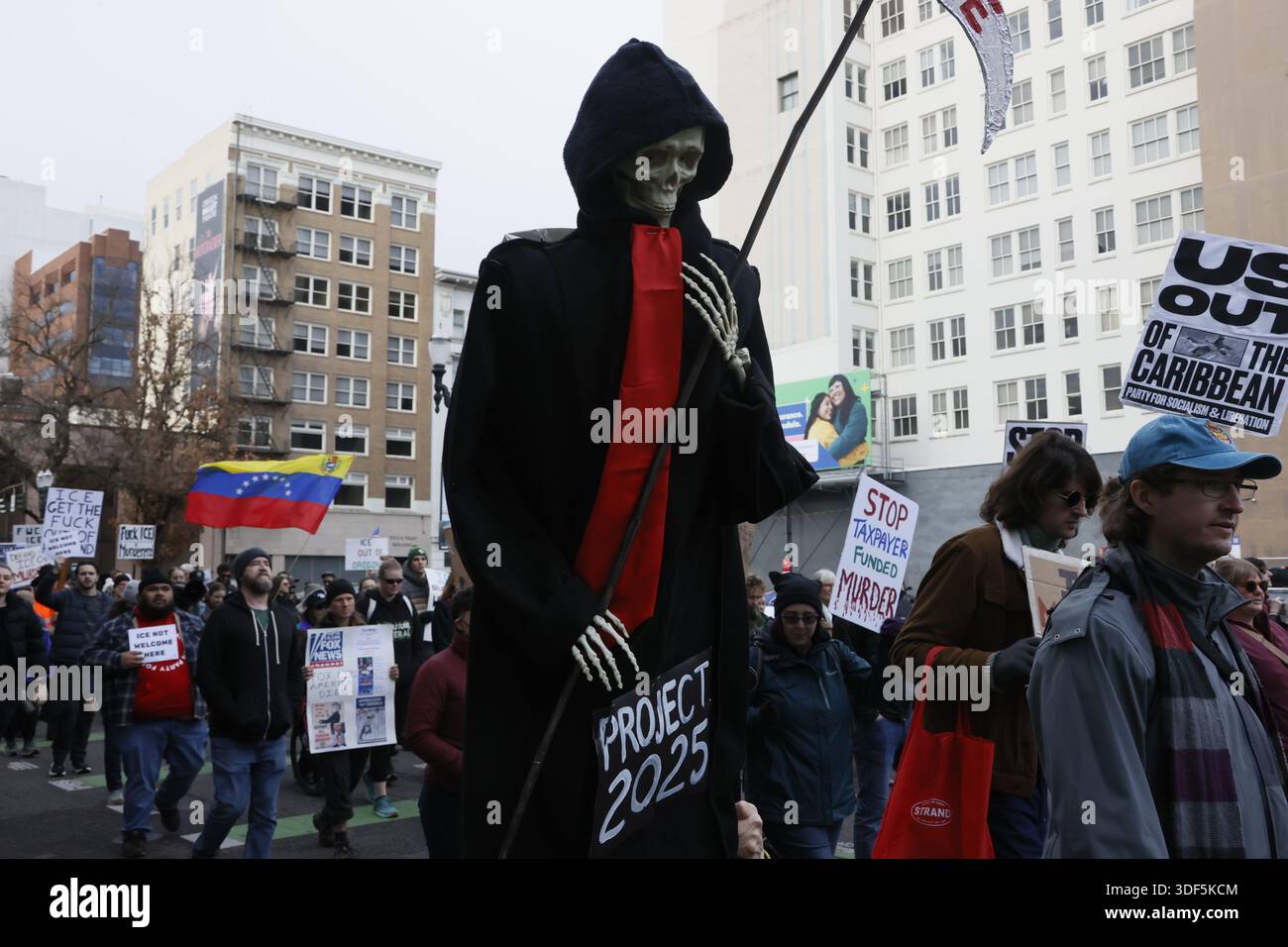 PORTLAND, OREGON – JANUARY 10: Protesters gather for an "ICE Out For ...