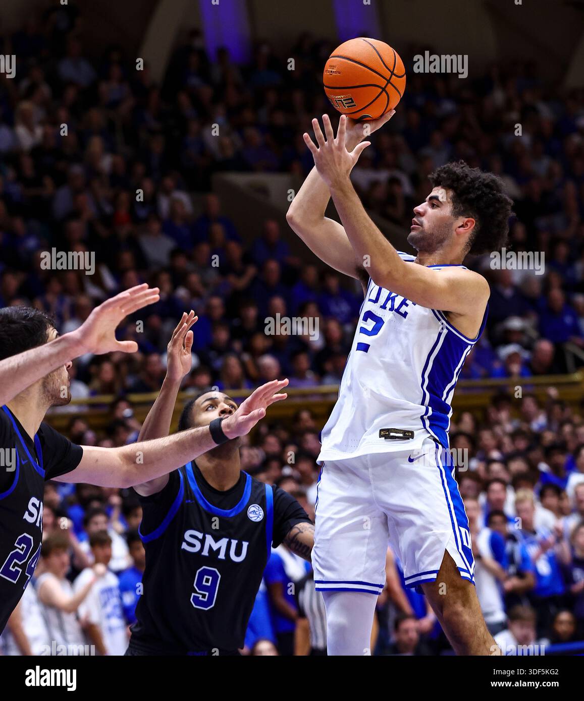 January 10, 2026: Duke University guard Cayden Boozer (2) shoots a ...