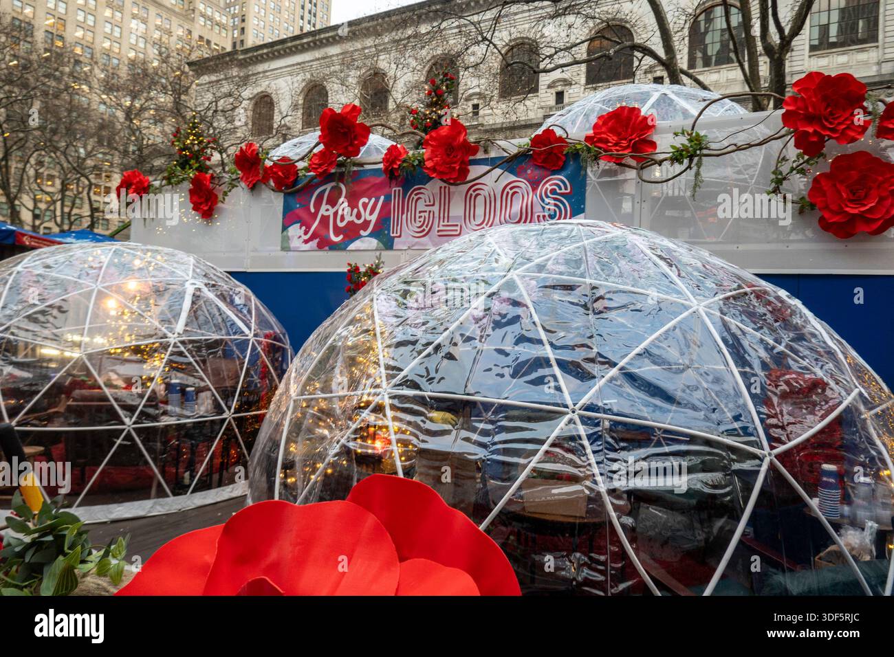 Igloo shaped entertainment huts are available at the Bank of America ...