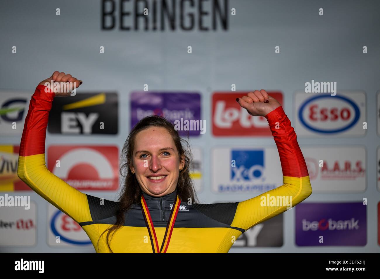 Belgian Emeline Detilleux pictured on the podium after the Women elite ...