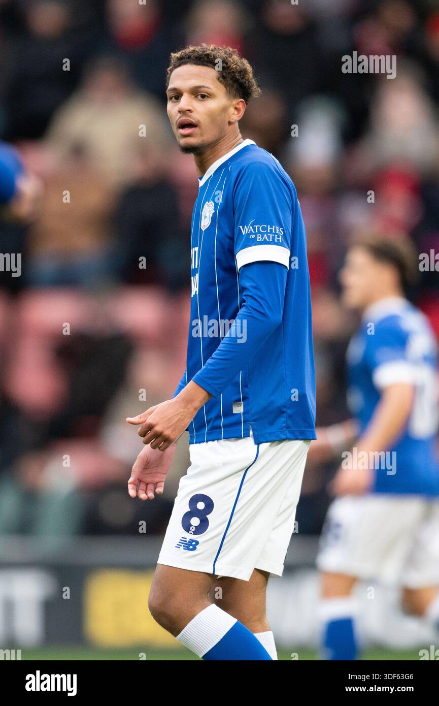 London, England. 10th Jan 2026. Cardiff City's Omari Kellyman during ...