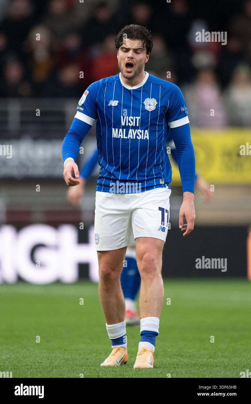 London, England. 10th Jan 2026. Cardiff City's Ollie Tanner during the ...