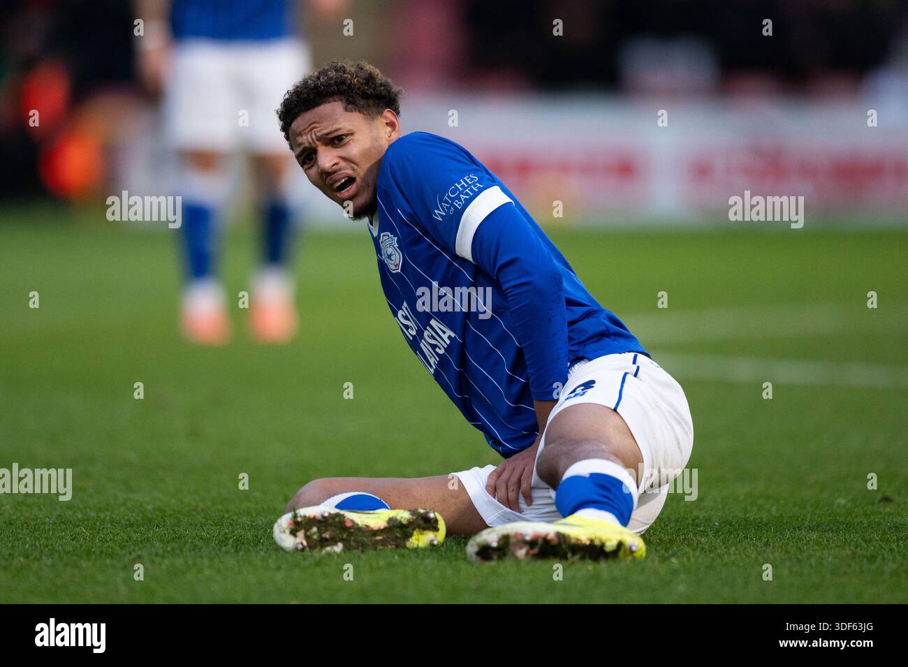 London, England. 10th Jan 2026. Cardiff City's Omari Kellyman gets ...