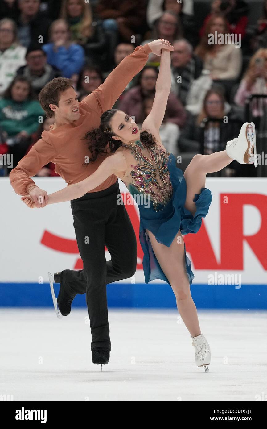 Caroline Green and Michael Parsons skate during the free dance ...