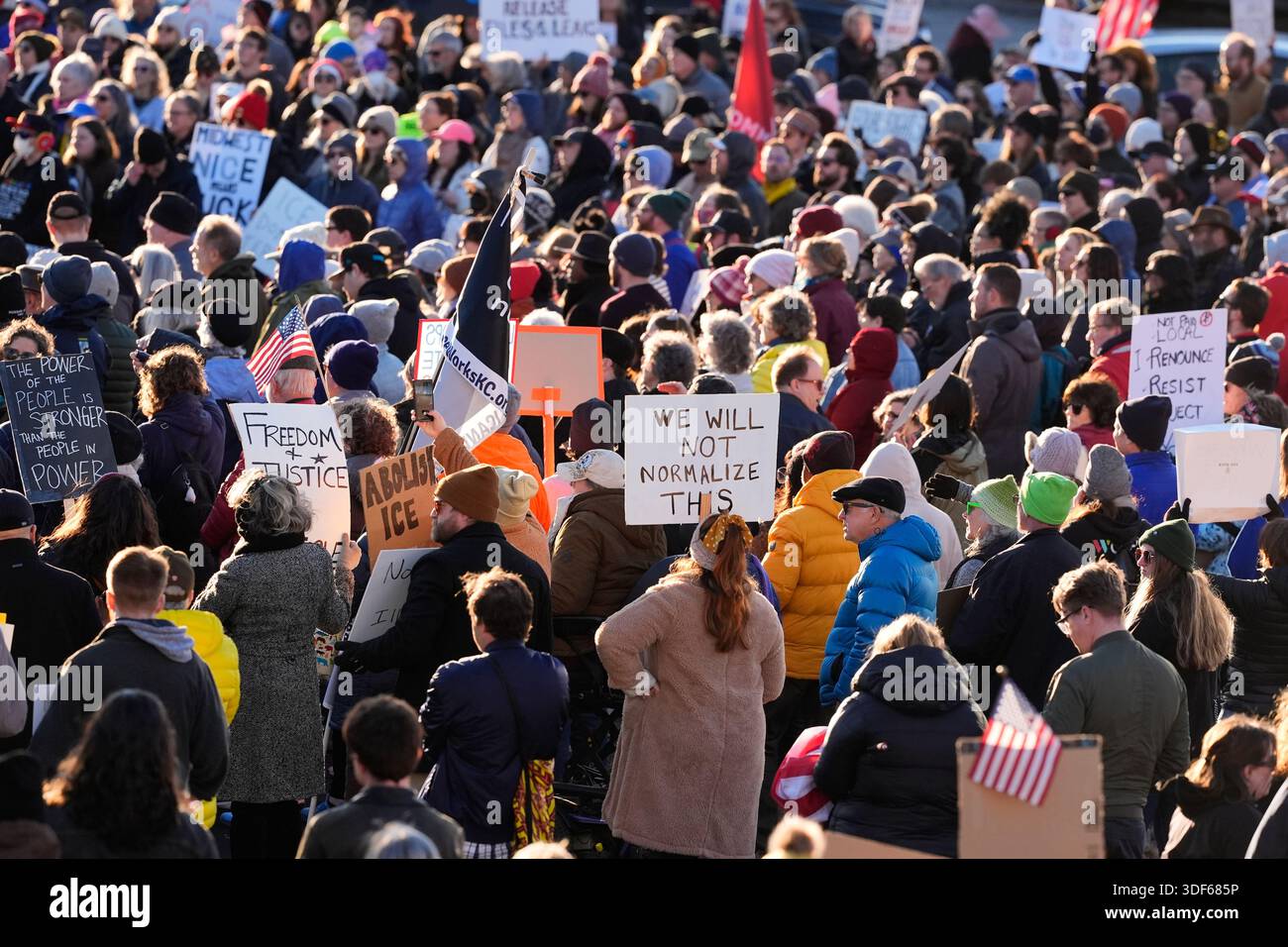 Protesters gather during a rally for Renee Good, who was fatally shot ...