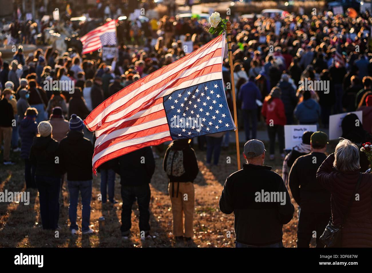 Protesters gather during a rally for Renee Good, who was fatally shot ...