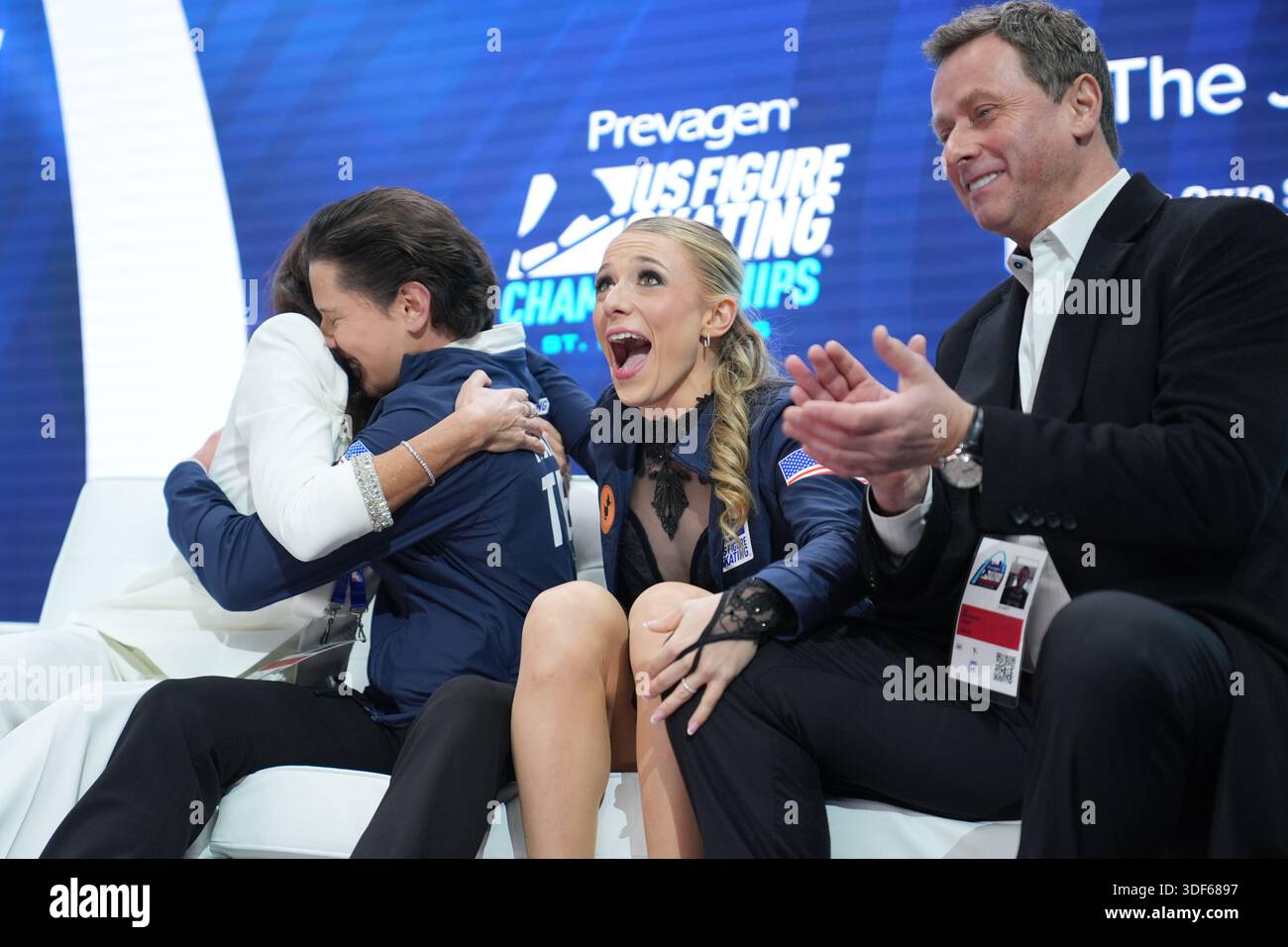 Emilea Zingas and Vadym Kolesnik react to their scores after the free ...