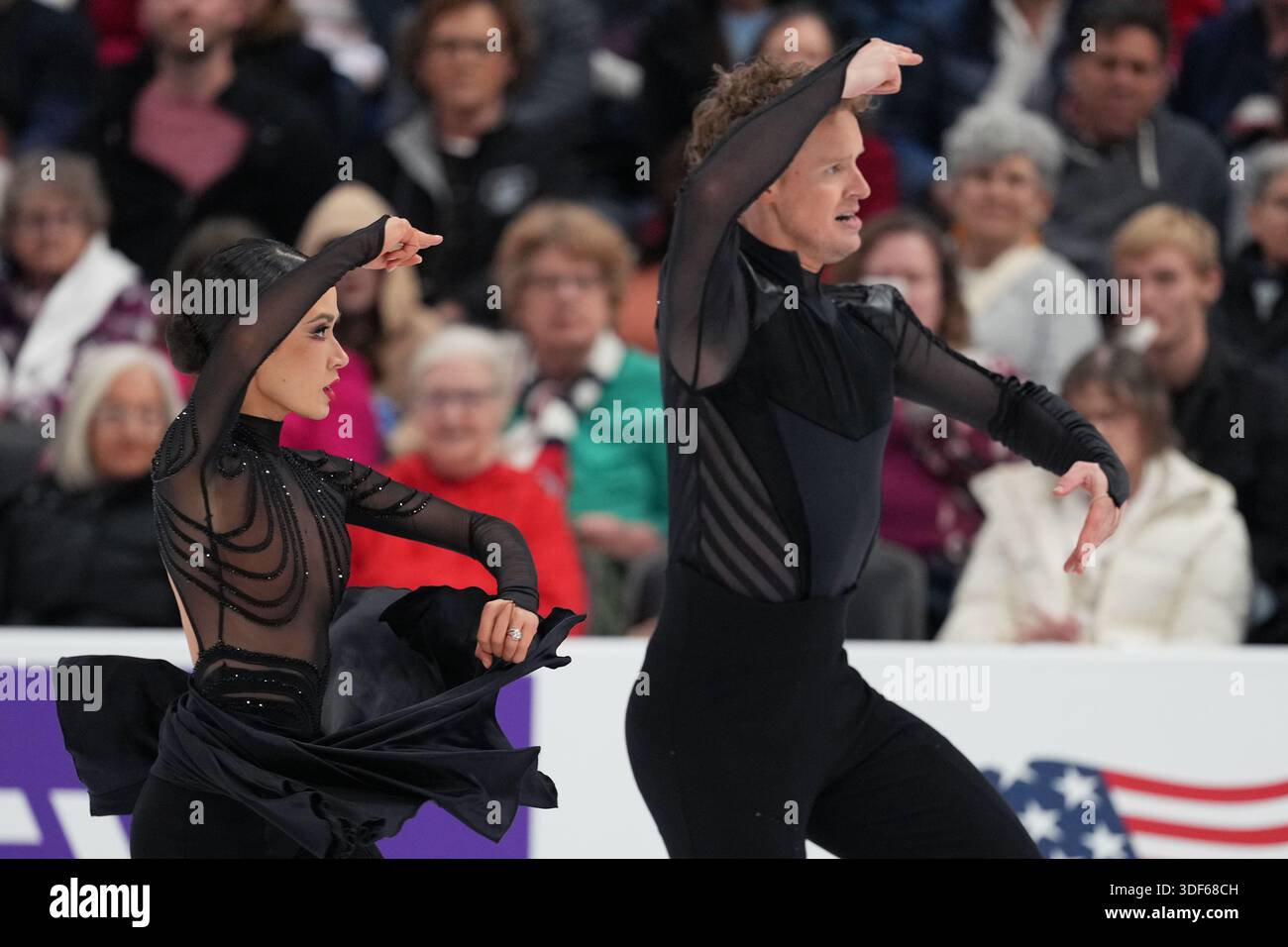 Madison Chock and Evan Bates skate during the free dance competition at ...