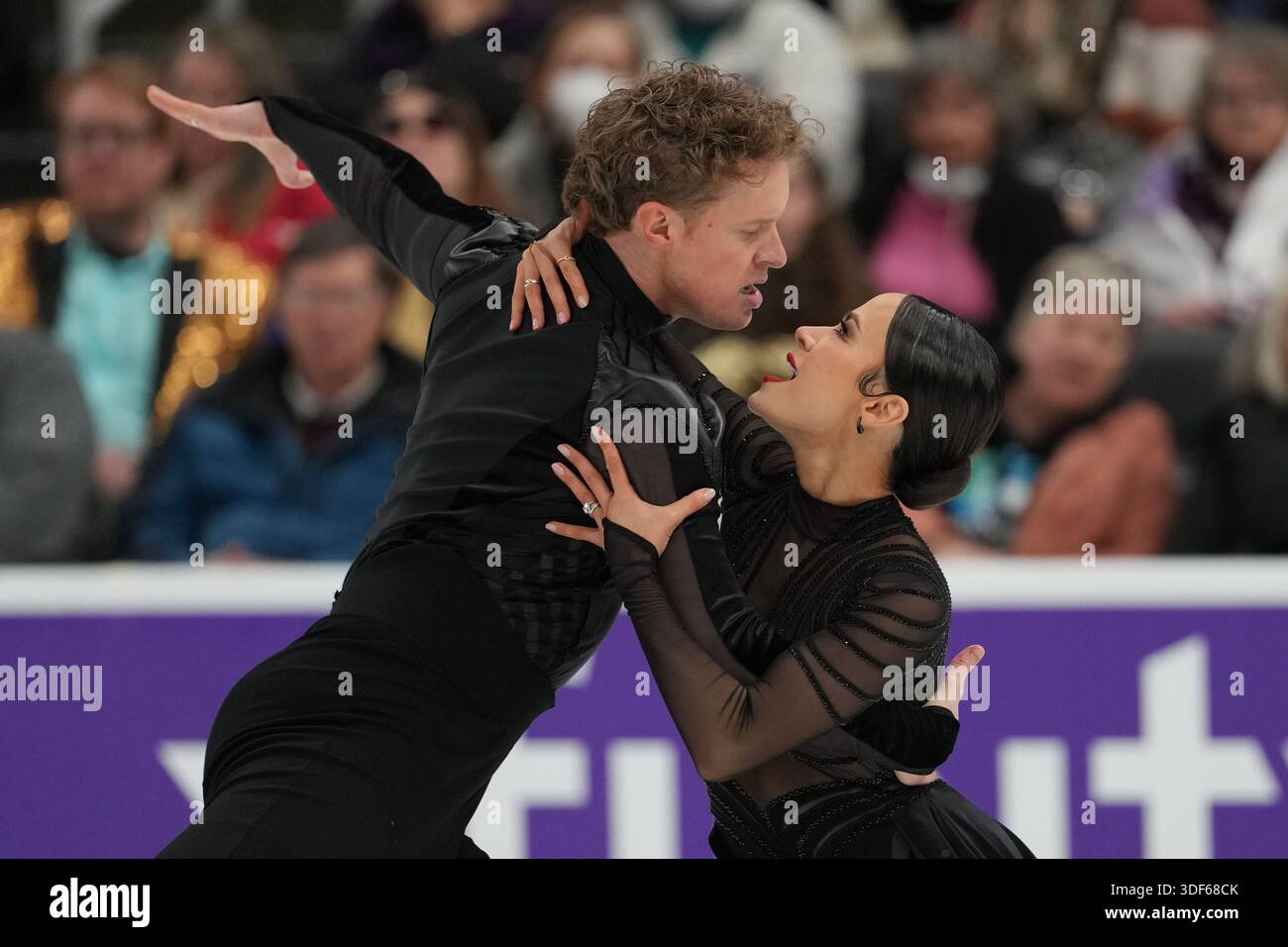 Madison Chock and Evan Bates skate during the free dance competition at ...