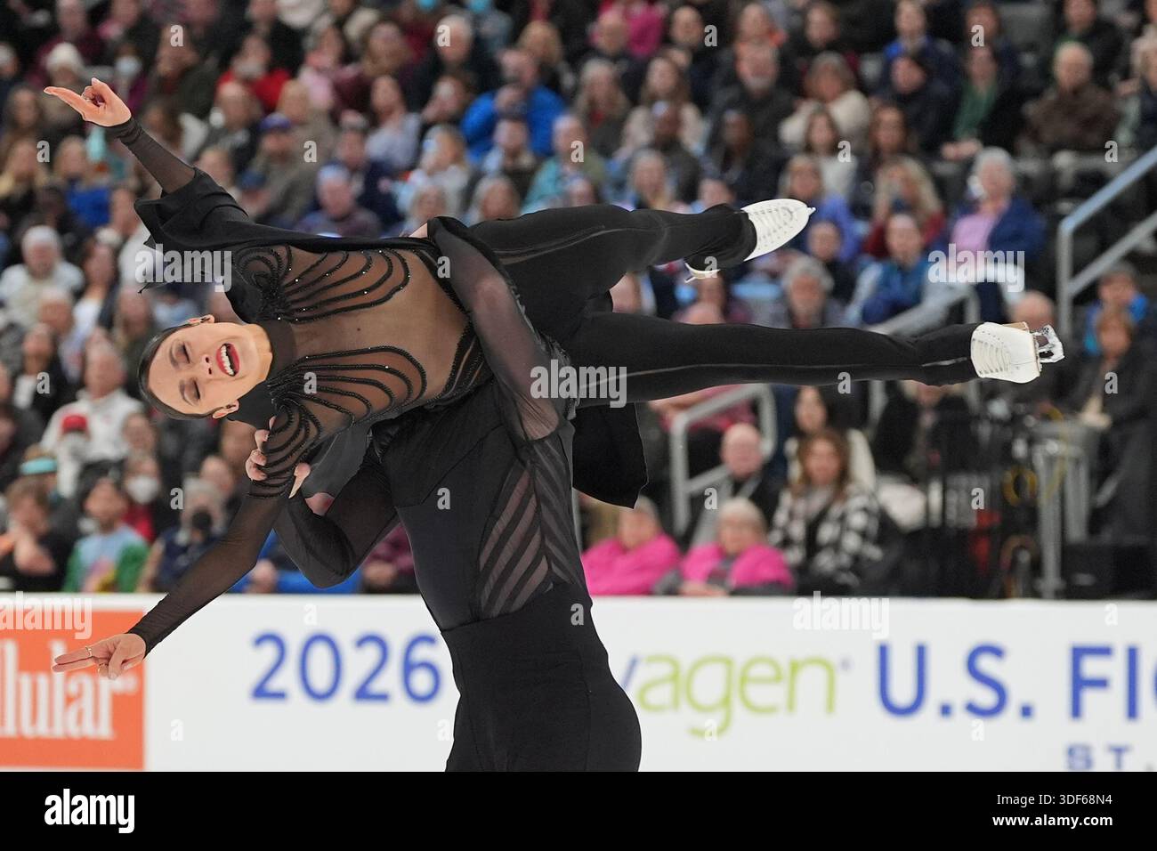 Madison Chock and Evan Bates skate during the free dance competition at ...