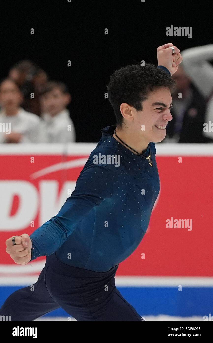 Jacob Sanchez competes during the men's free skate competition at the U ...