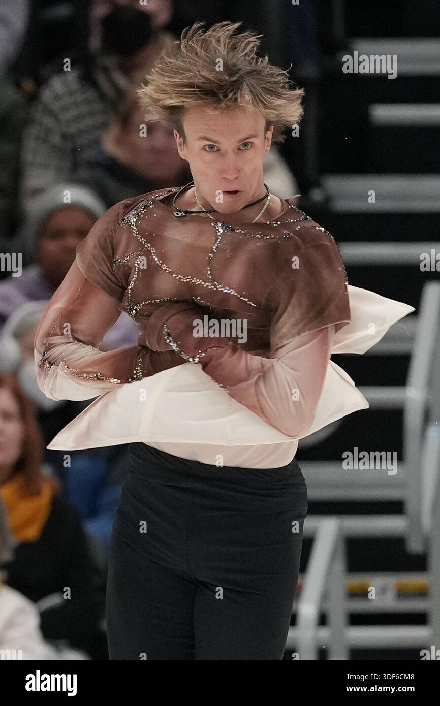 Daniel Martynov competes during the men's free skate competition at the ...