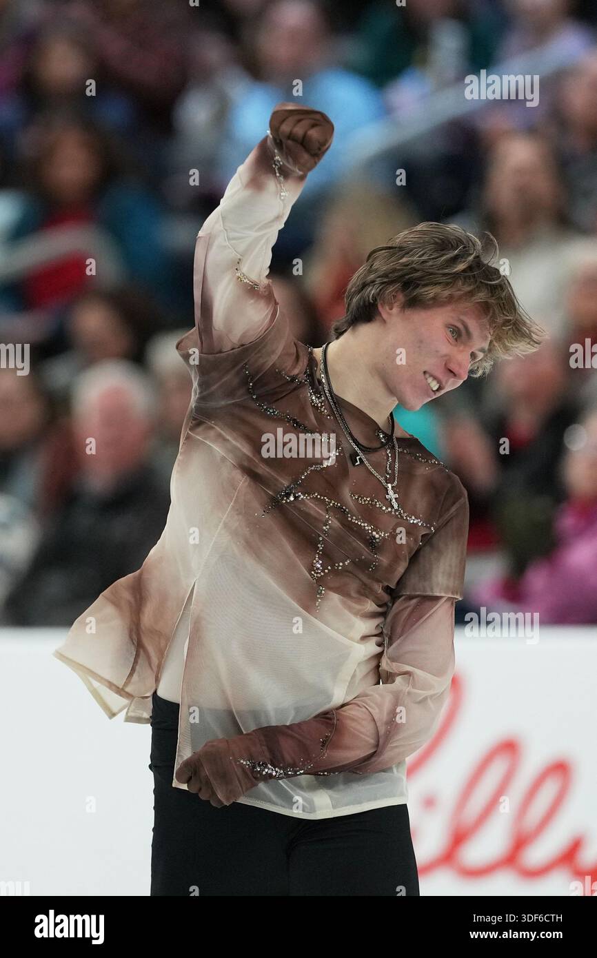 Daniel Martynov competes during the men's free skate competition at the ...