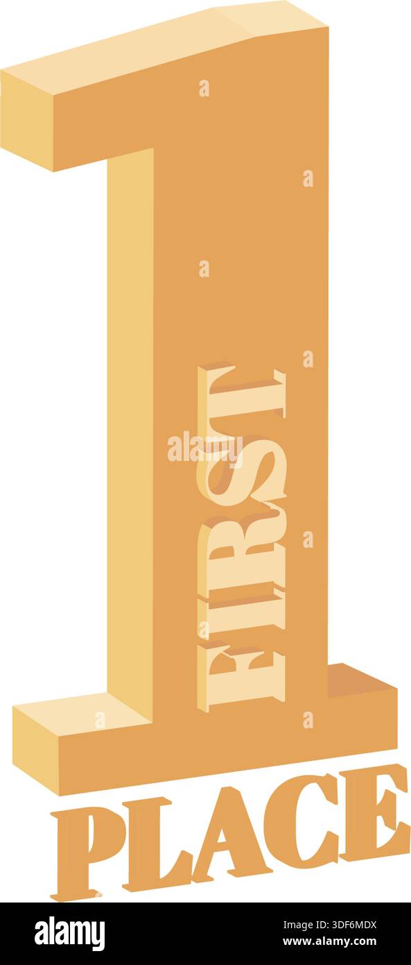 illustration of the number one, top of golden color, vector ...