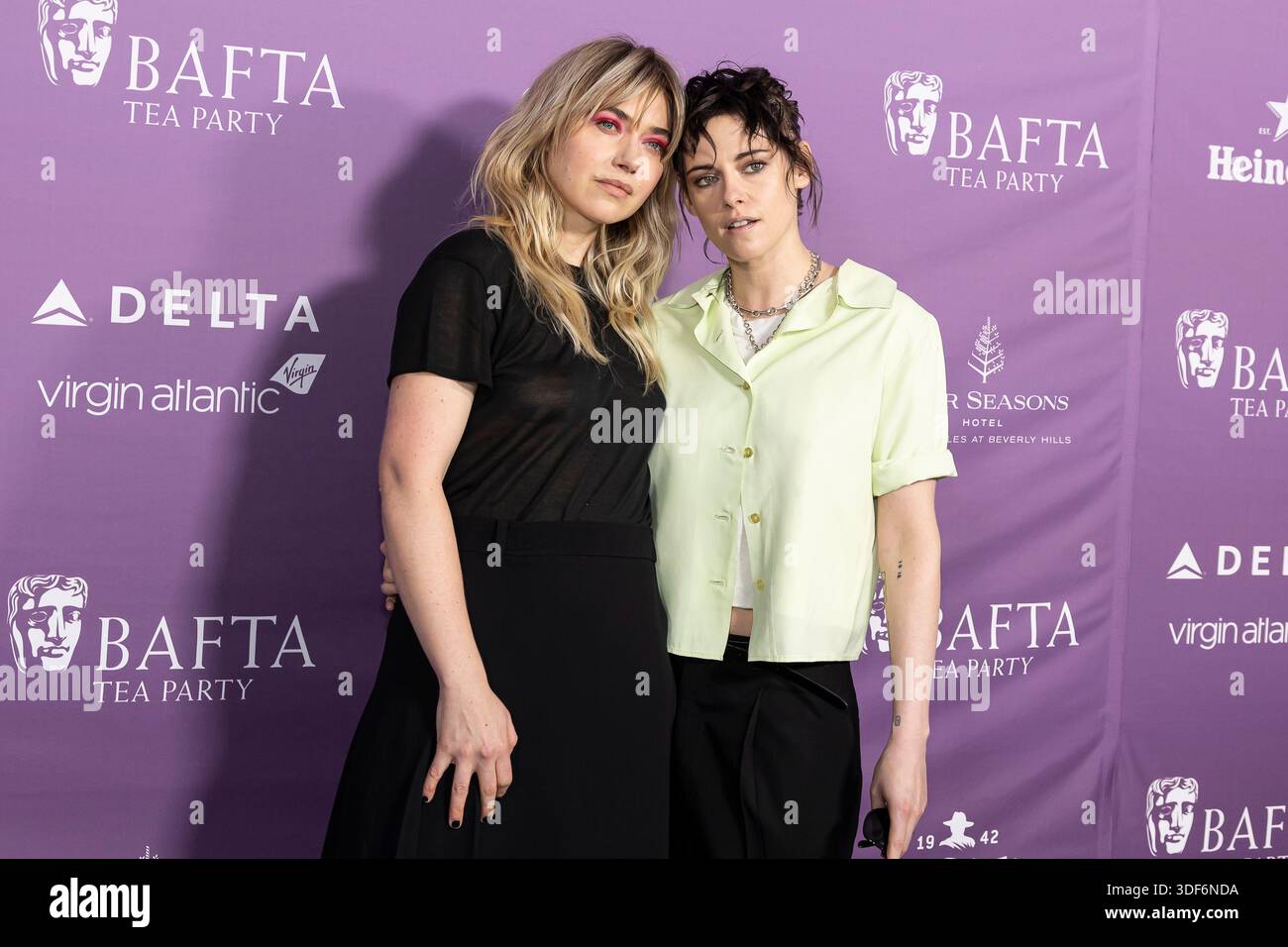 Imogen Poots and Kristen Stewart attend the arrivals of the 2026 BAFTA ...