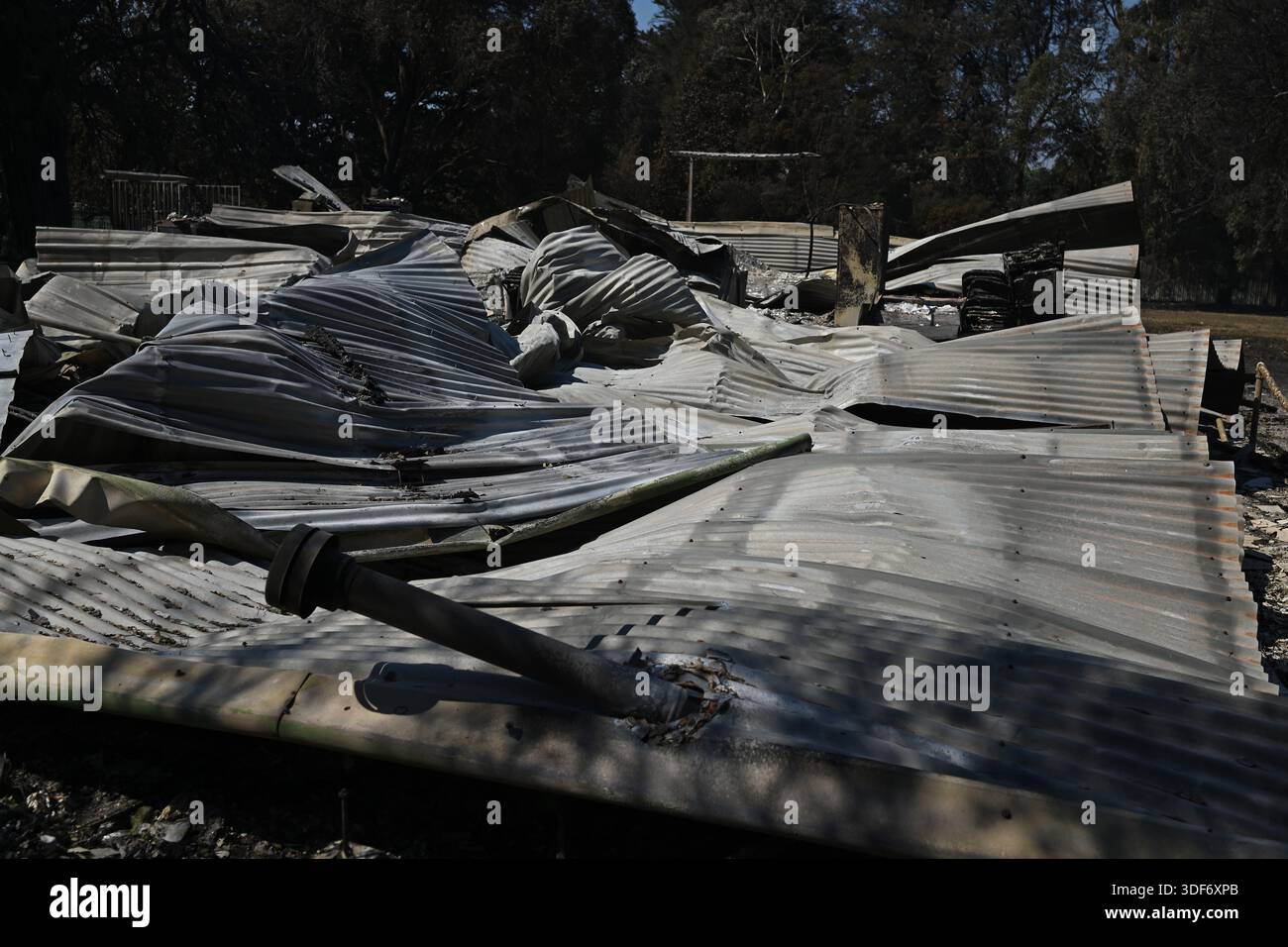 The remains of the Ruffy Community centre is seen in Ruffy, Victoria ...