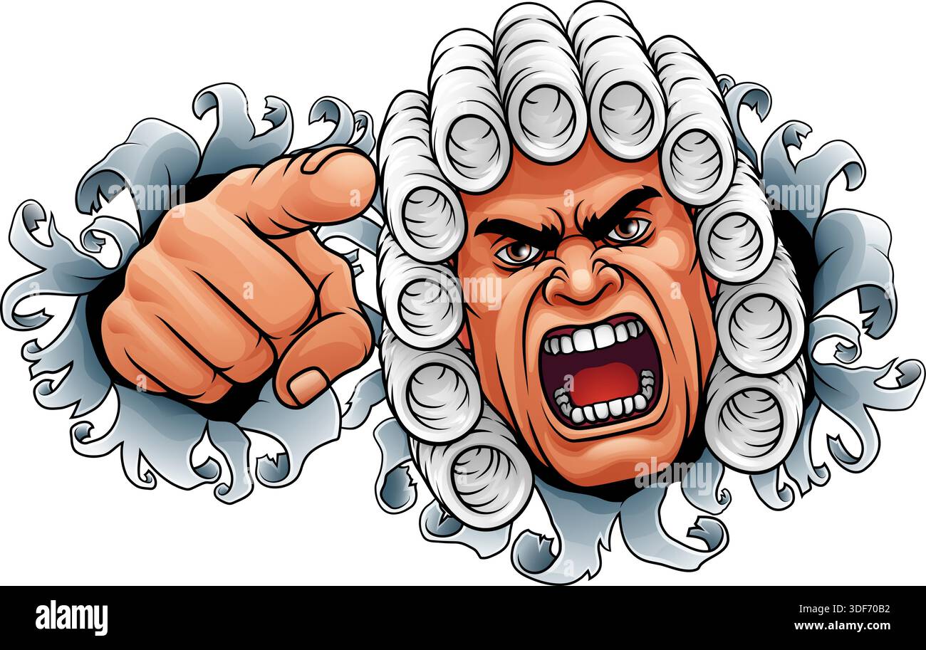 Angry Judge Pointing Cartoon Character Stock Vector Image & Art - Alamy