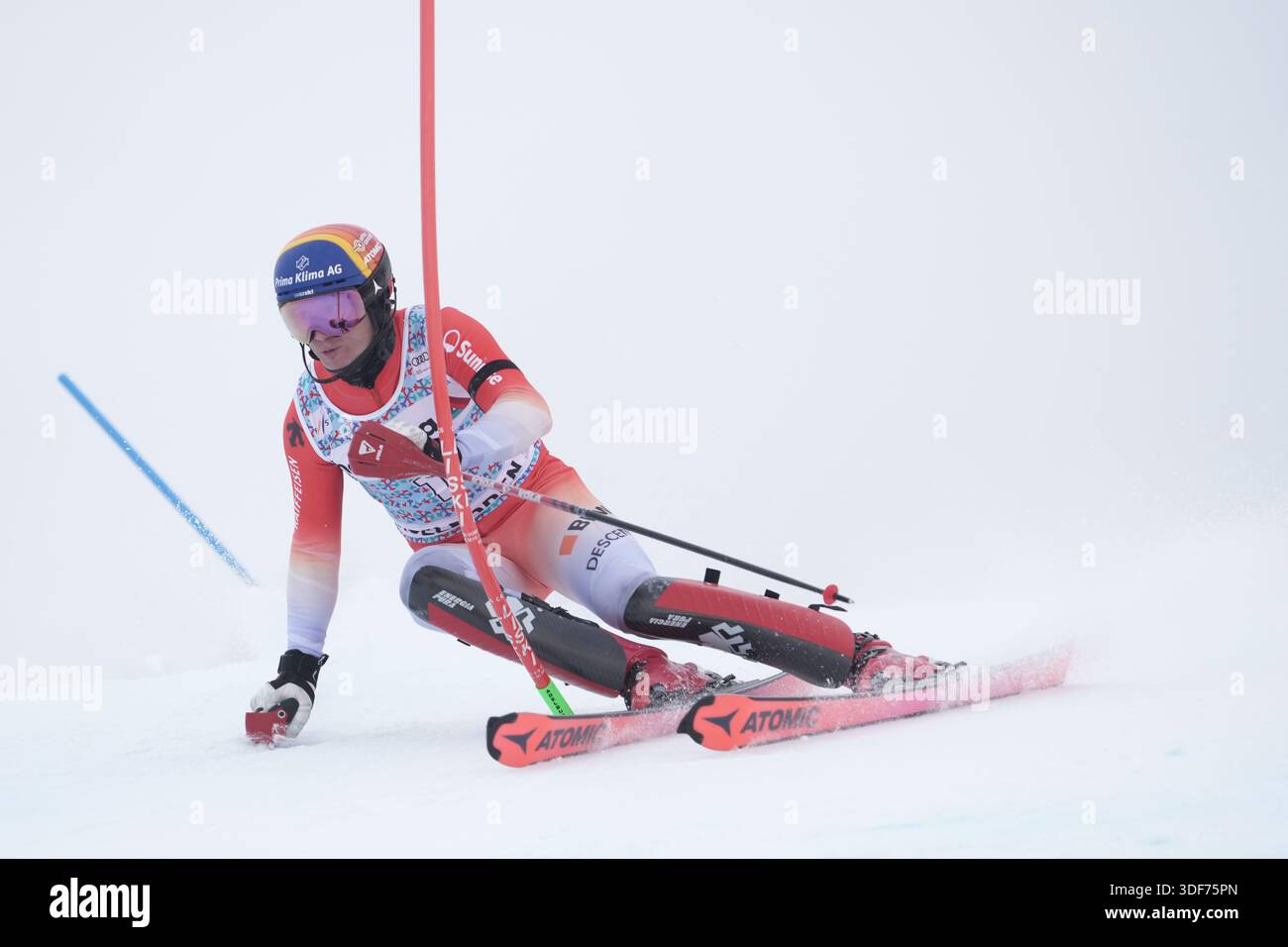 Switzerland's Tanguy Nef speeds down the course during an alpine ski ...