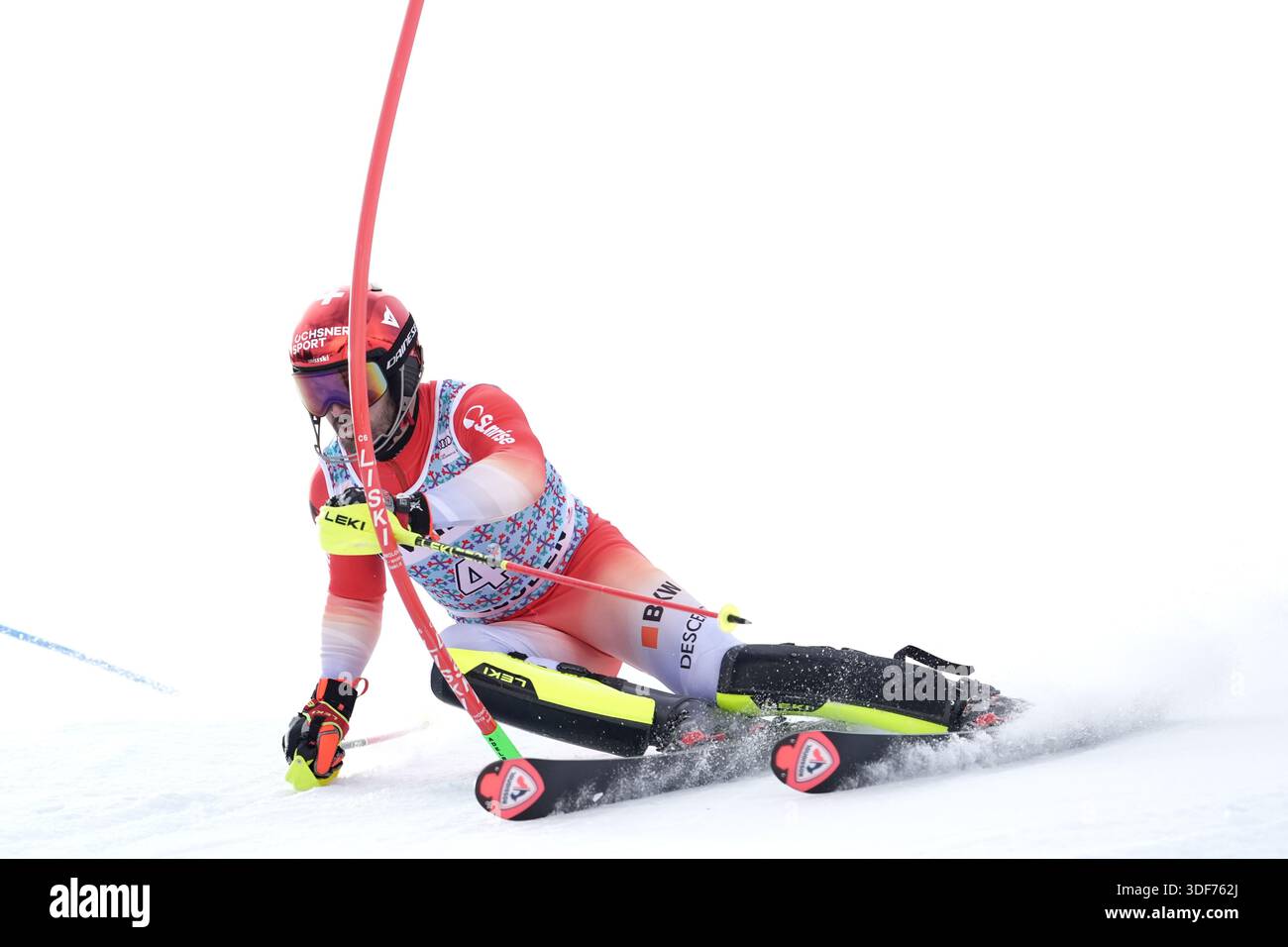 Switzerland's Loic Meillard speeds down the course during an alpine ski ...
