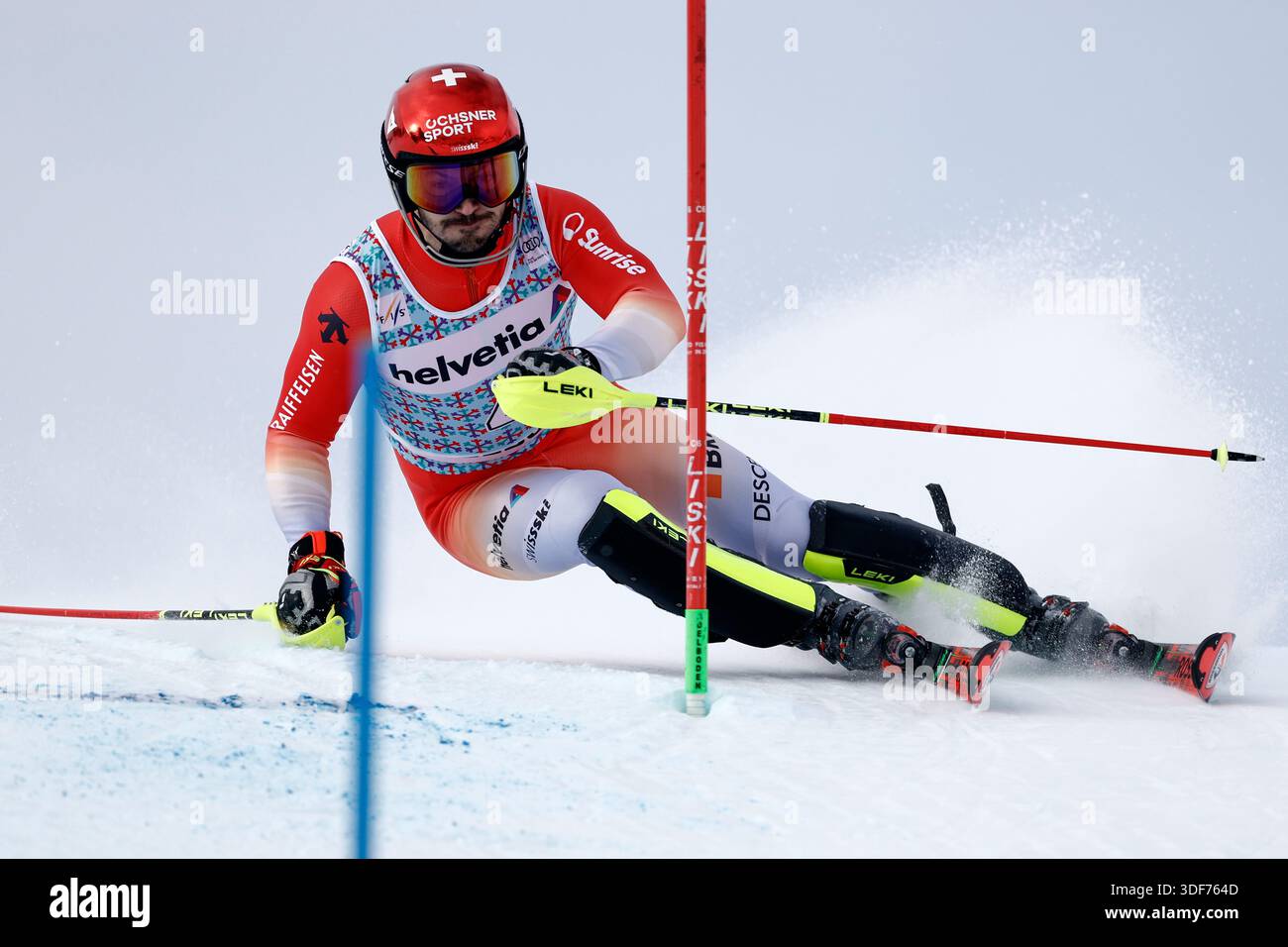 Switzerland's Loic Meillard speeds down the course during an alpine ski ...
