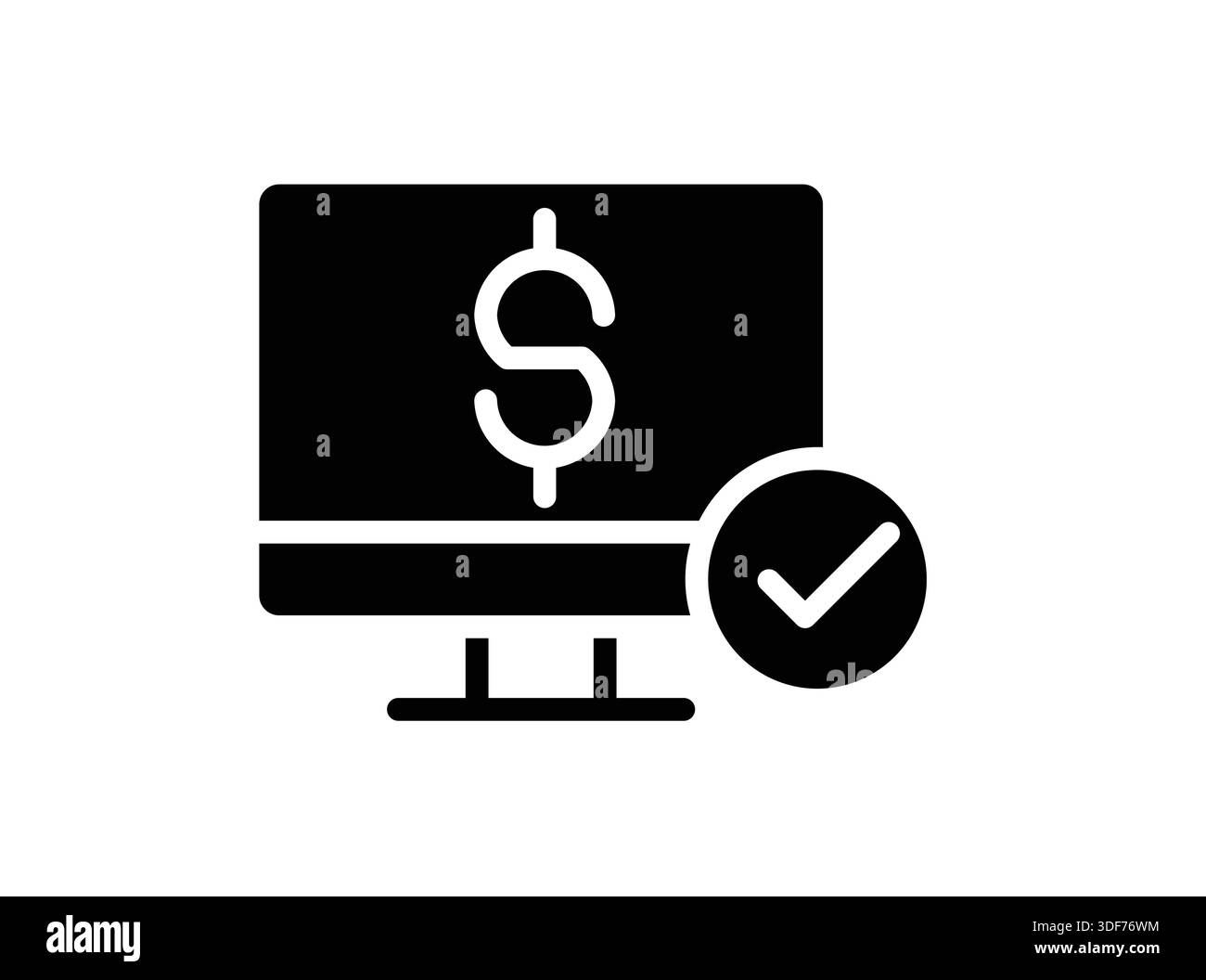 This black and white icon illustrates a computer screen featuring a ...