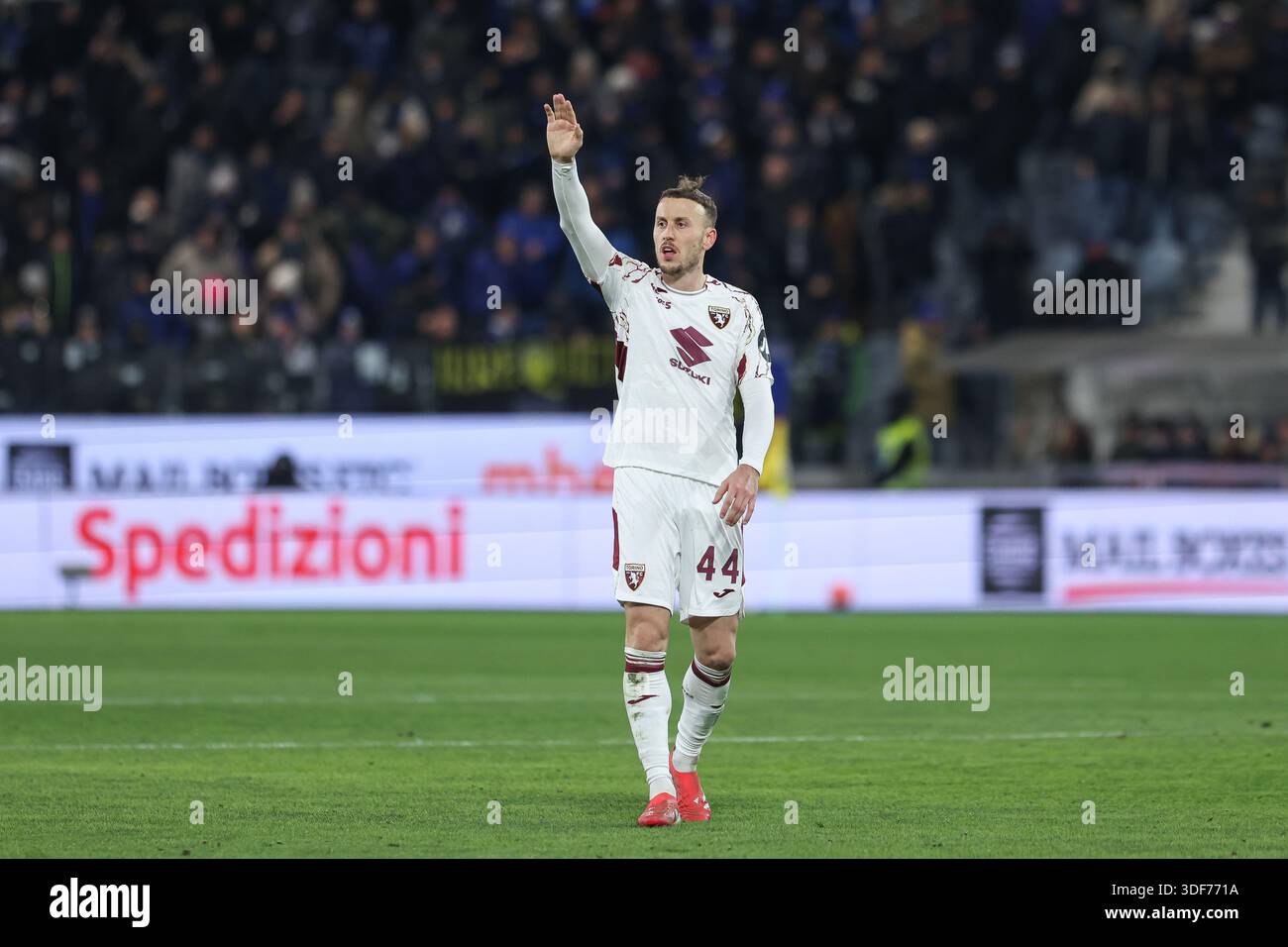 Bergamo, Italy. 10th, January 2026. Ardian Ismajli (44) of Torino seen ...