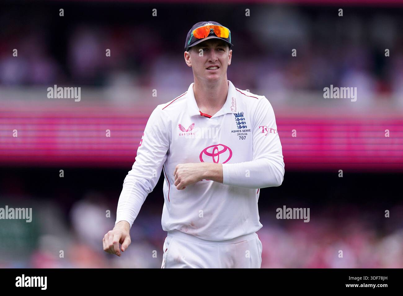 England's Harry Brook stands in the field on day three of the fifth ...