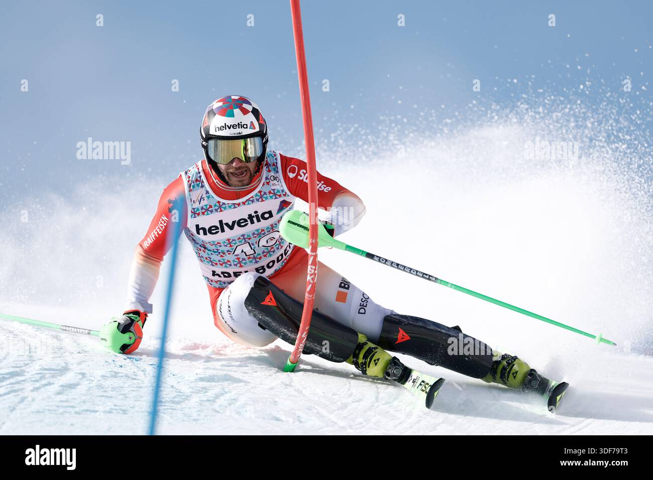 Switzerland's Luca Aerni speeds down the course during an alpine ski ...