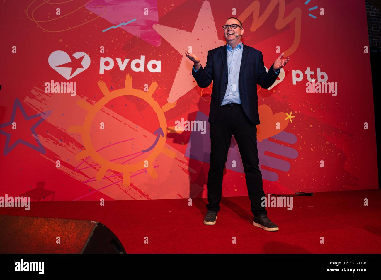 PVDA - PTB chairman Raoul Hedebouw delivers a speech at the new year's ...