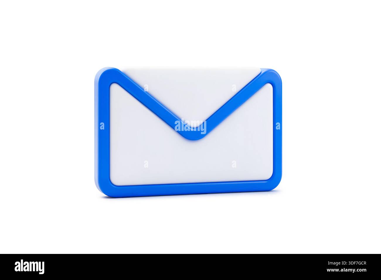3d rendering of a clean minimalist mail envelope icon with blue borders ...