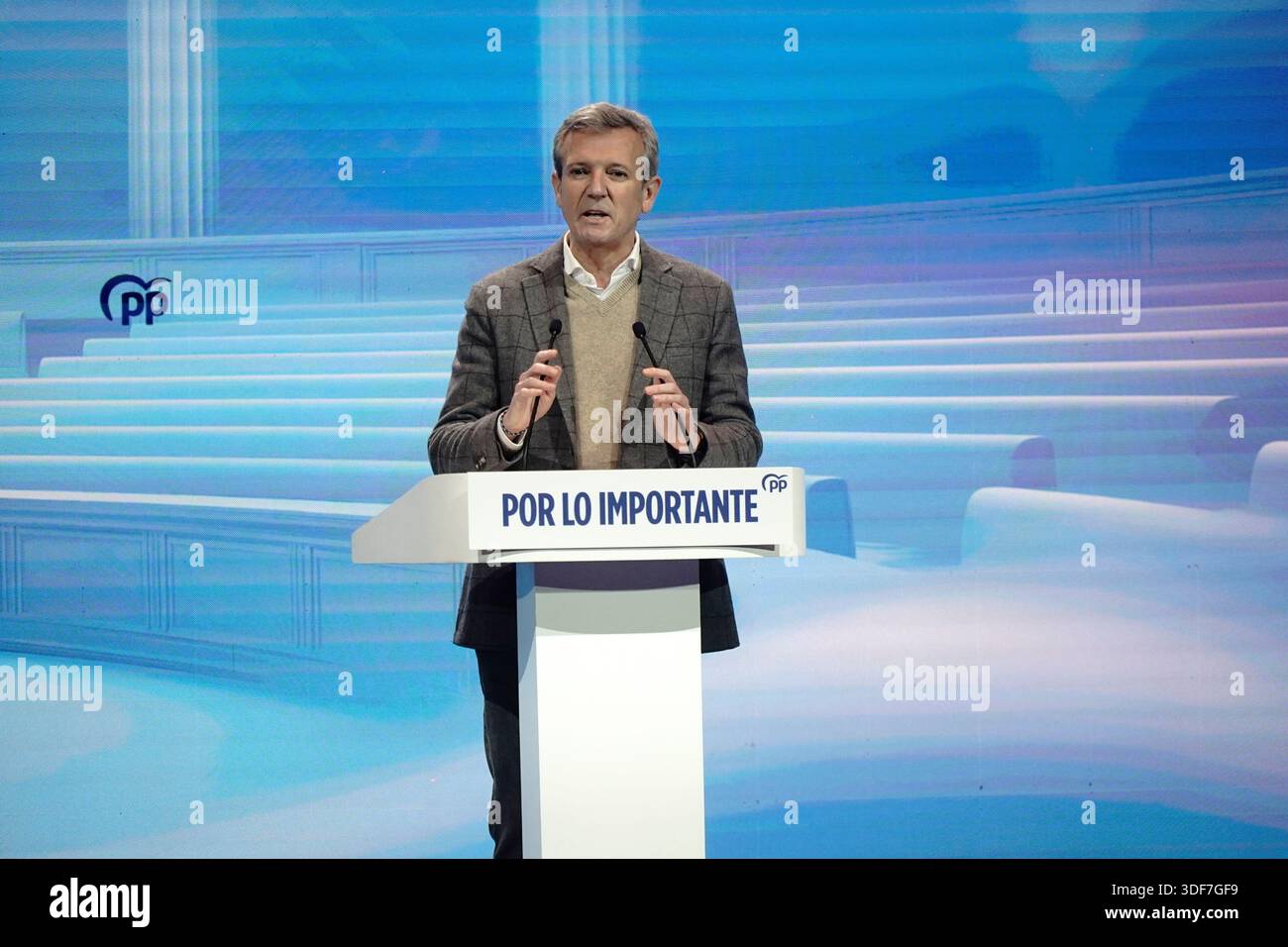The president of the Xunta de Galicia, Alfonso Rueda, speaks during the ...