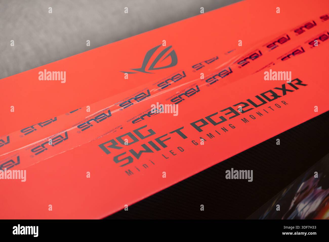 Poznan, Poland - November 4, 2025: Red ASUS ROG Swift PG32UQXR Mini LED ...