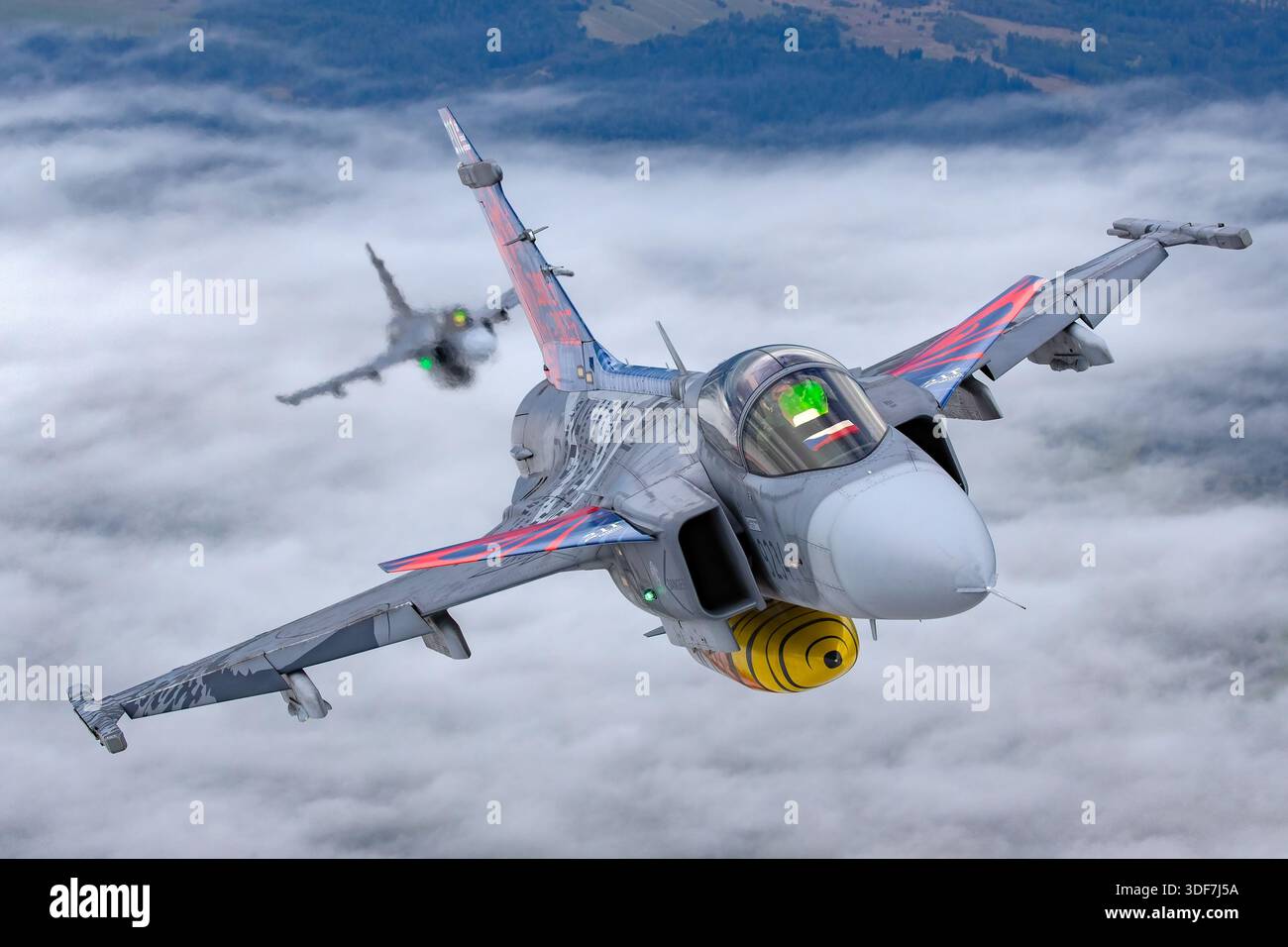 Air-to-air image showing two Czech Air Force Saab JAS 39C Gripen ...