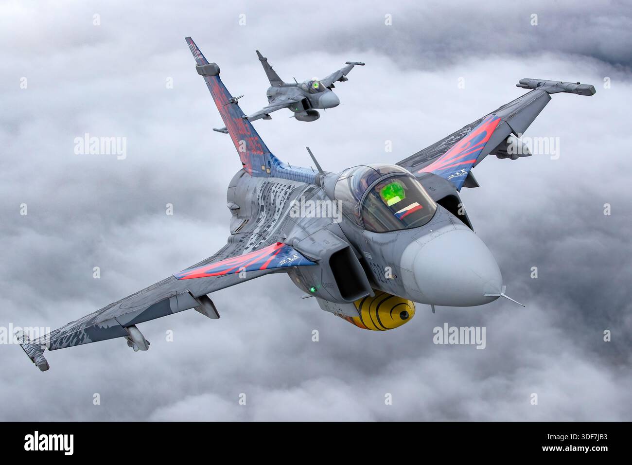 Air-to-air photograph of two Czech Air Force Saab JAS 39C Gripen ...