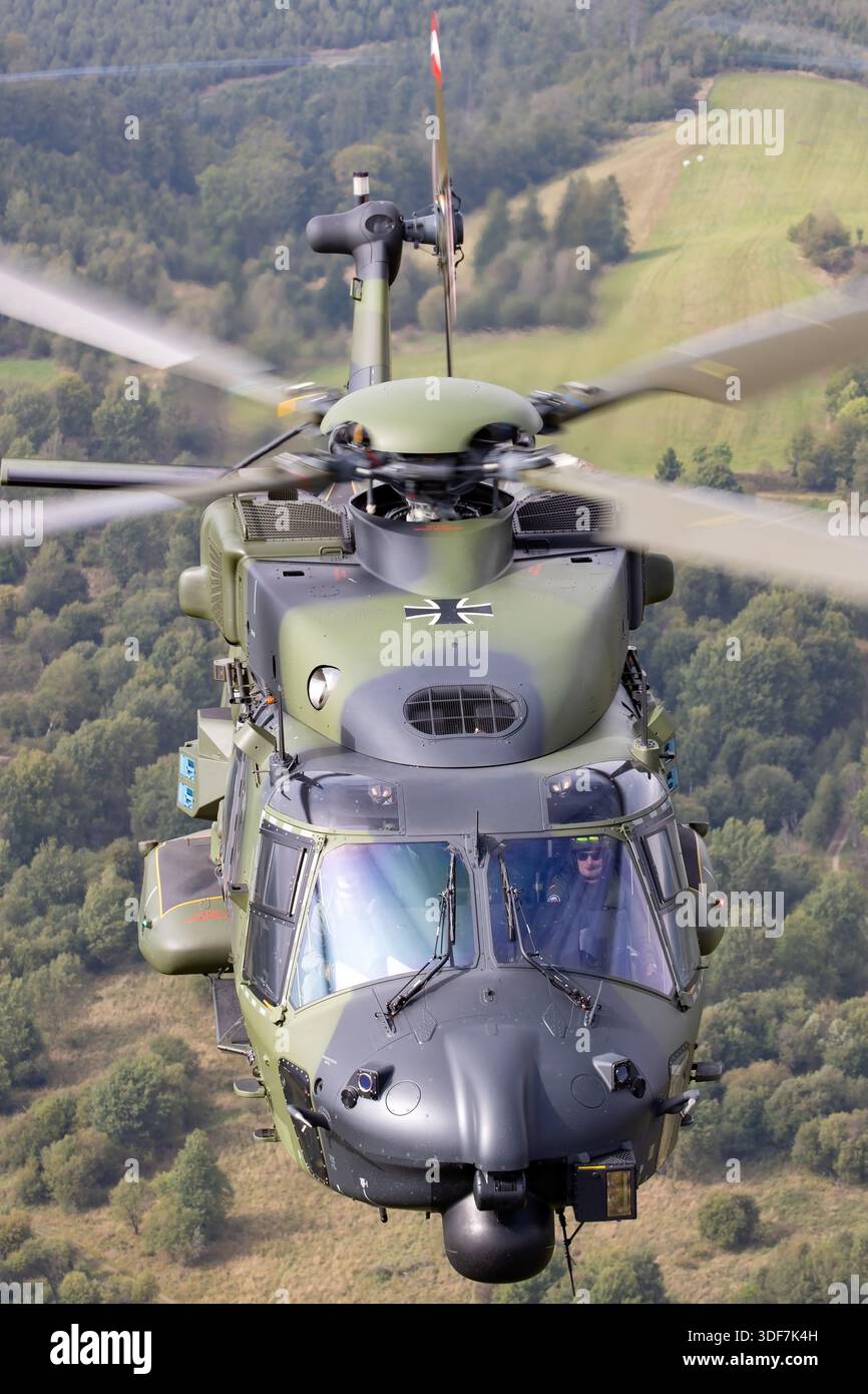 Air-to-air close-up of a German Army NHIndustries NH90 NFH helicopter ...