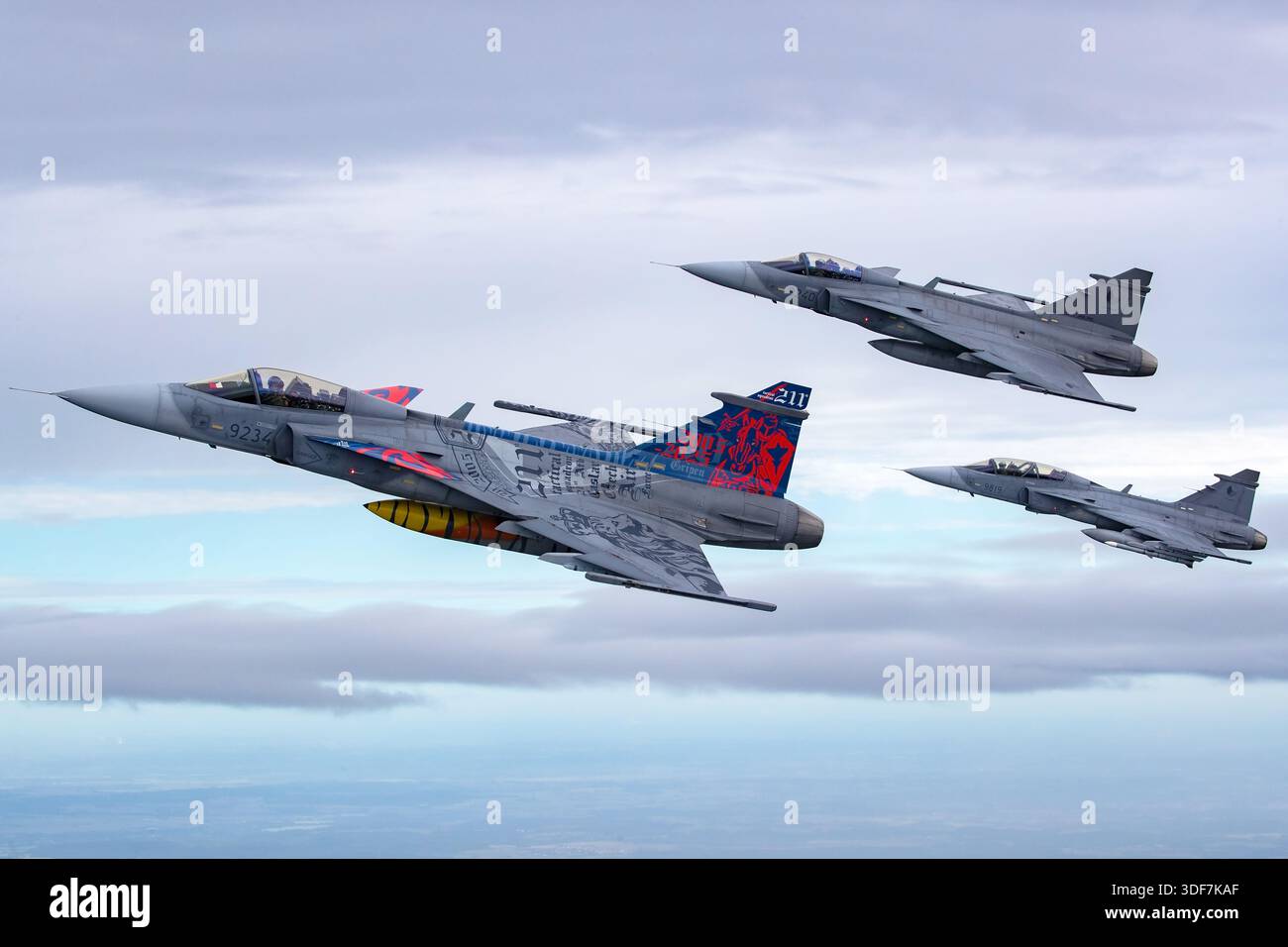A Czech Air Force Saab JAS 39C Gripen, with registered aircraft visible ...