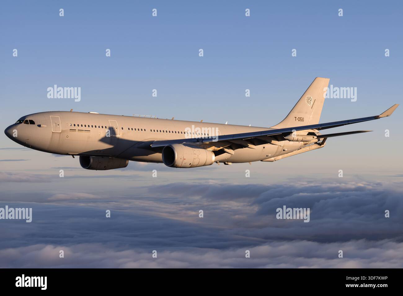 This image shows a Netherlands Air Force Airbus A330-243 MRTT in flight ...