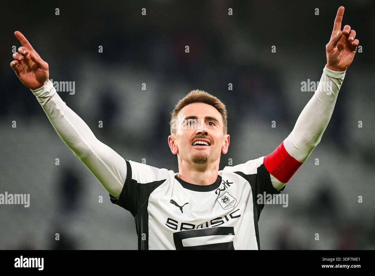 Valentin RONGIER of Rennes celebrates the victory during the French ...