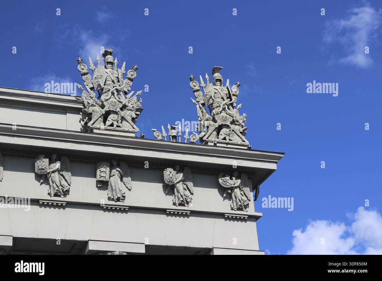 Armor of ancient warriors on ledge of the roof, symbol of war Stock ...
