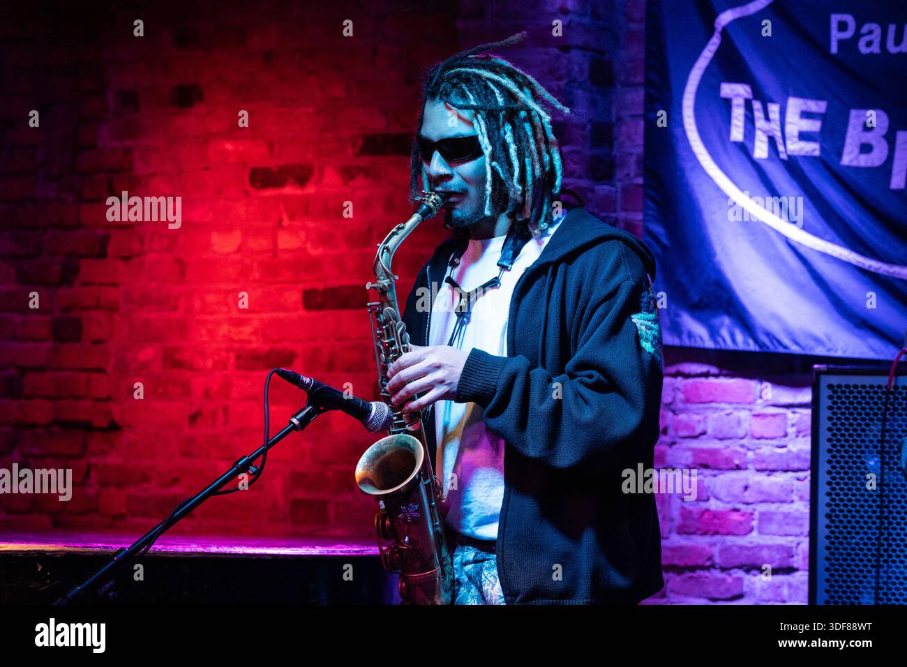 Keita Janota on sax performs with AMG quartet during Winter JazzFest ...