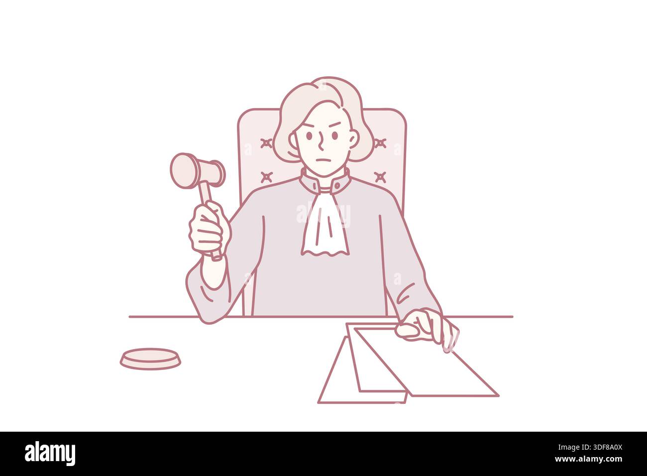 Working as judge in court concept. Serious woman judge sitting and ...