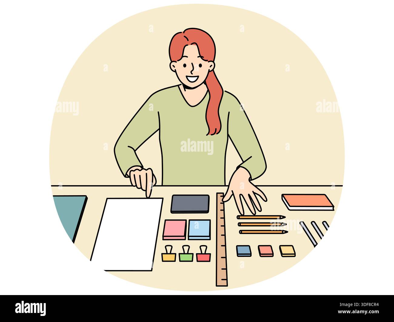 Woman smiles she puts hi-res stock photography and images - Alamy