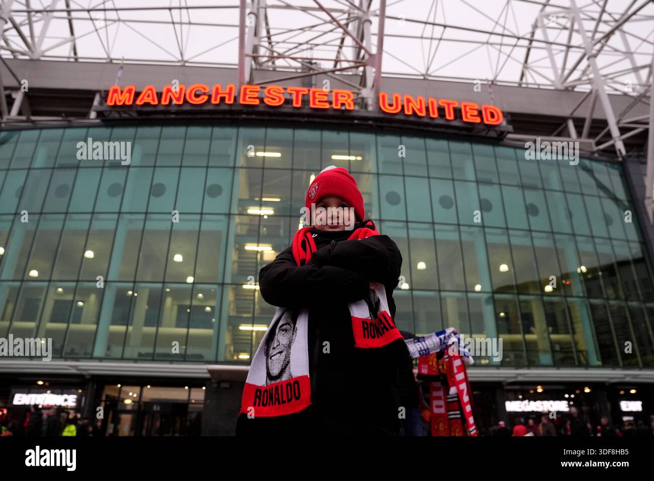 Young fan outside the stadium before the Emirates FA Cup third round ...