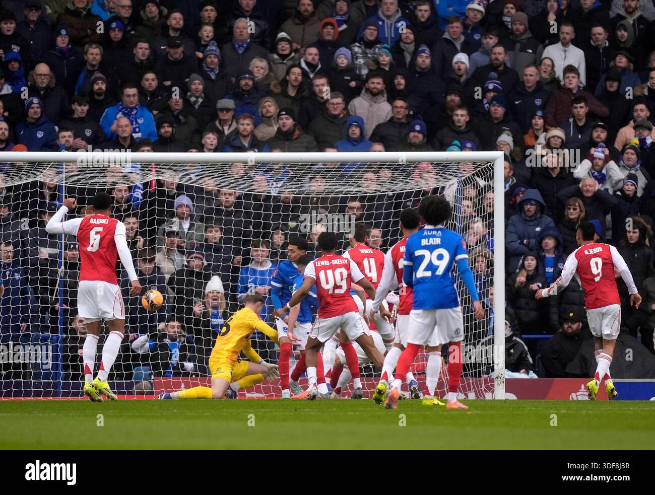 Portsmouth's Andre Dozzell scores an own goal during the Emirates FA ...