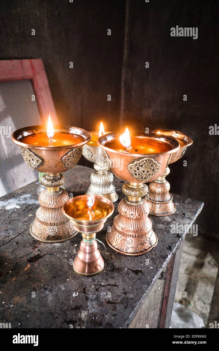 Butter Lamps in a Buddhist Monastery Stock Photo - Alamy