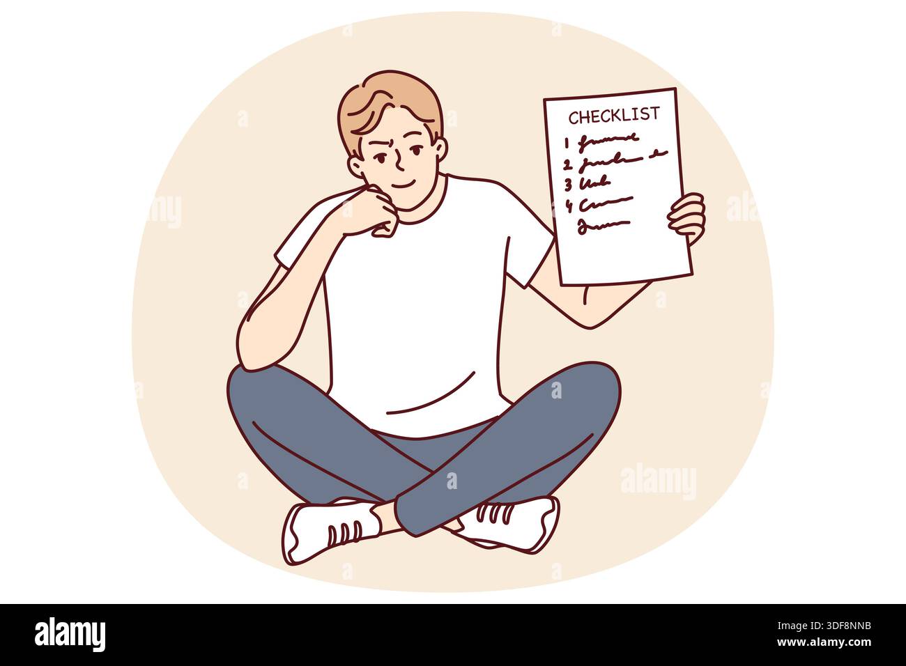 Man demonstrates checklist recommending time management and organizing ...